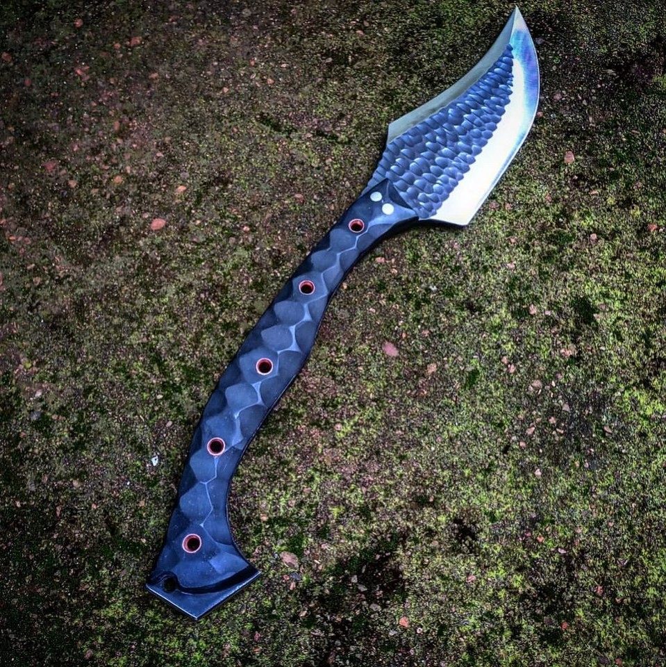 FIF HANDMADE CARBON STEEL JUNGLE SURVIVAL MACHETE BOWIE WITH LEATHER ...