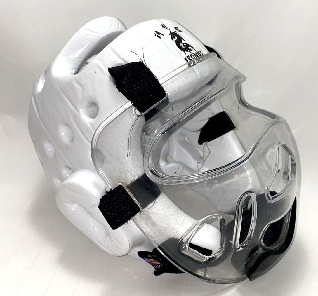 Martial Arts Head Protection w/ Removable Face Shield Size M White B*B ...