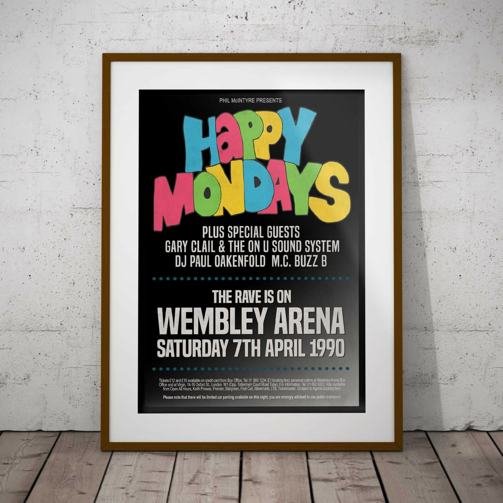 Happy Mondays Wembley 1990 Concert Poster Five Print Three Framed ...