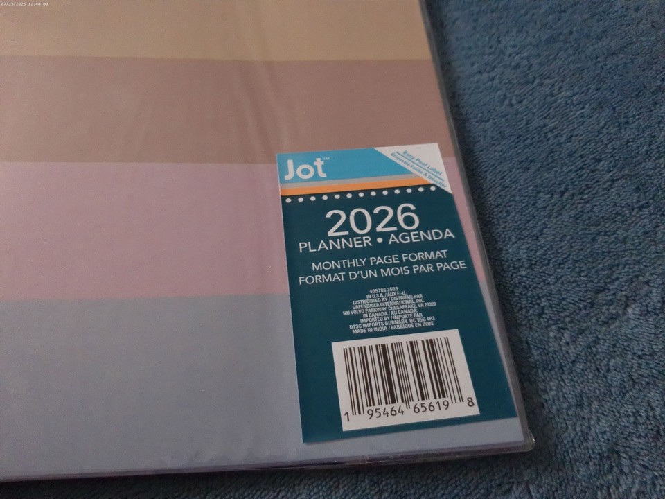 Jot Neutral Striped 2026 Monthly Format Planner - 7" x 9.5" - Brand New ...