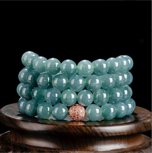 Certified Grade A 10mm Ice Blue Water Natural Jade jadeite Round Beads ...