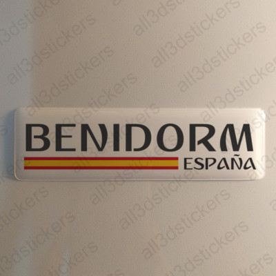 Benidorm Spain Sticker 4.70x1.18" Domed Resin 3D Flag Vinyl Stickers ...