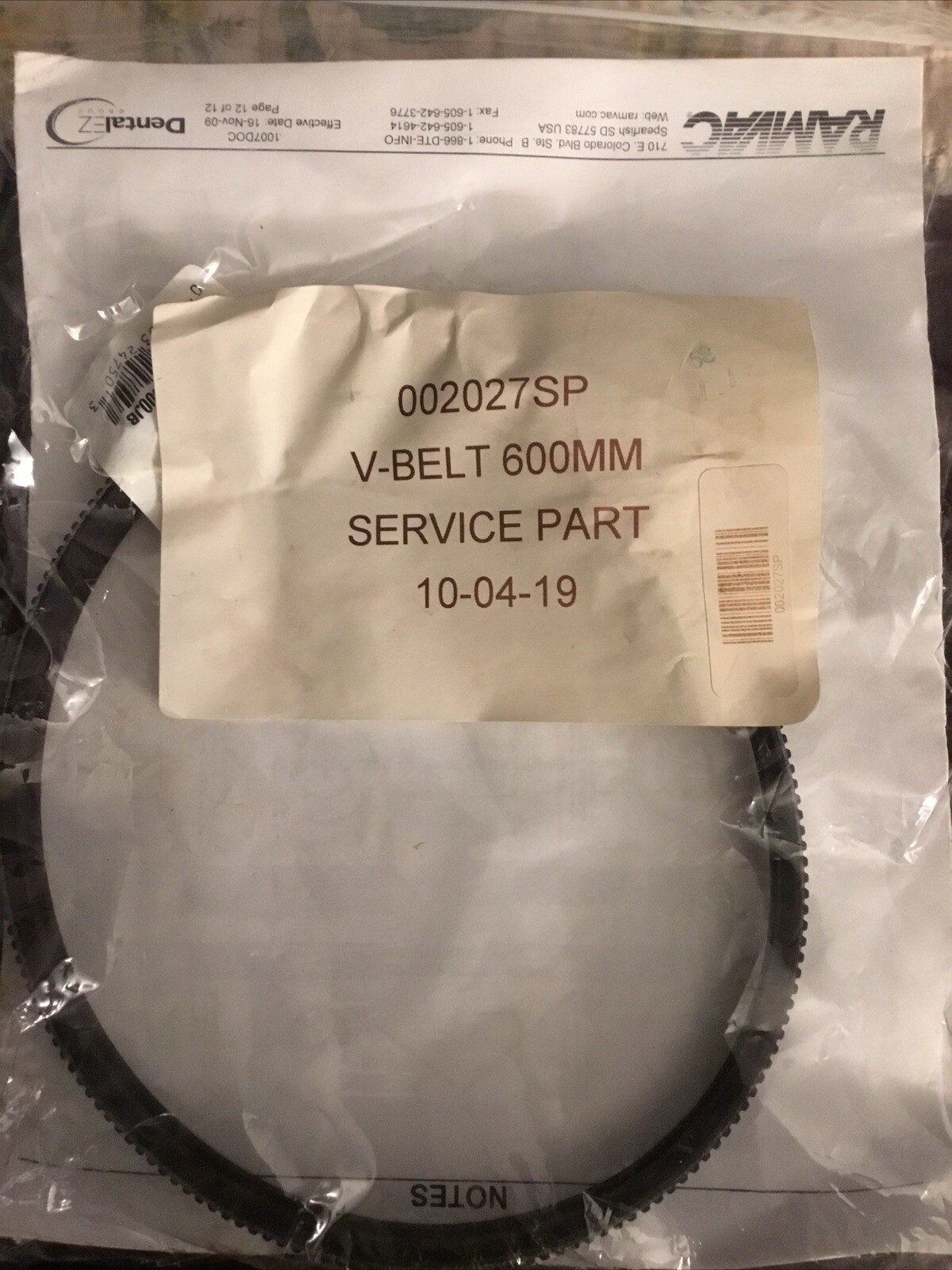 Dental EZ RamVac Bulldog QT2 V-belt Part# 002027SP for sale online | eBay