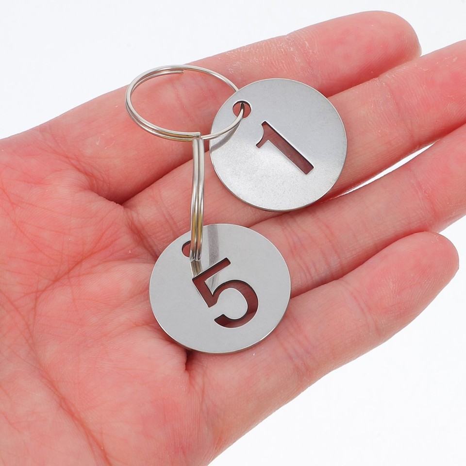 20 Pcs Number Plate Stainless Steel Key Tags Numbered Metal Ring Label ...