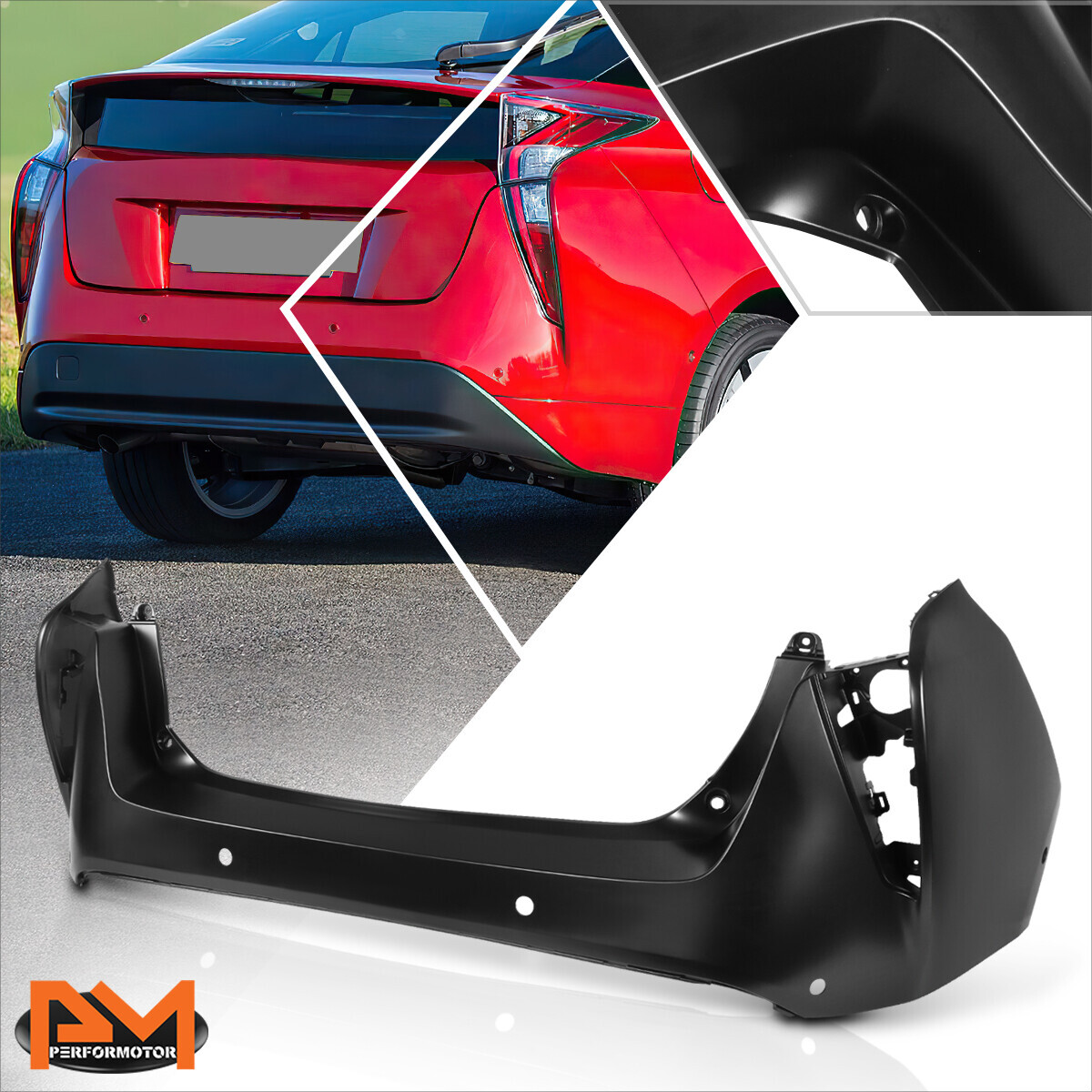 For 16-18 Toyota Prius Prime Rear Bumper Cover w/ Parking Aid Sensor ...