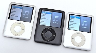 Lot of 3 Apple iPod nano 3rd Gen/Fat A1236 - x2 4GB Silver & x1 8GB ...