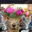 Tall Vase Pot Ceramic Leopard Head Figurine Flower Succulent Plant Home ...