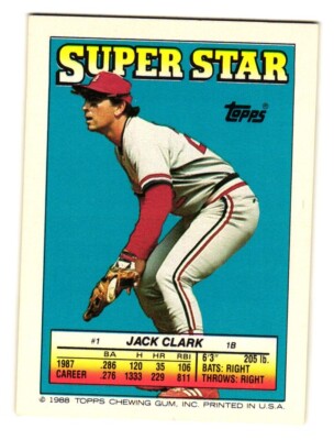 1988 Topps Stickers #1 Jack Clark Super Star Backs | eBay