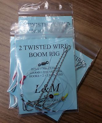 4 x 2 TWISTED WIRE BOOM L&M SEA FISHING RIGS 70lb BODY 2x size 1 ...