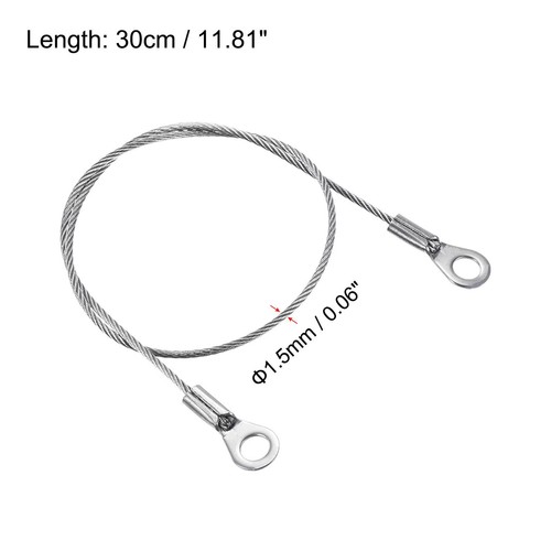 10Pcs Stainless Steel Lanyard Cable 1.5mmx30cm Eyelets Ended Security ...