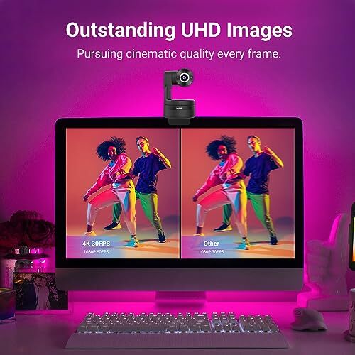 4K PTZ Streaming Webcam with Mic, Rotatable and Movable 1080P 60FPS ...