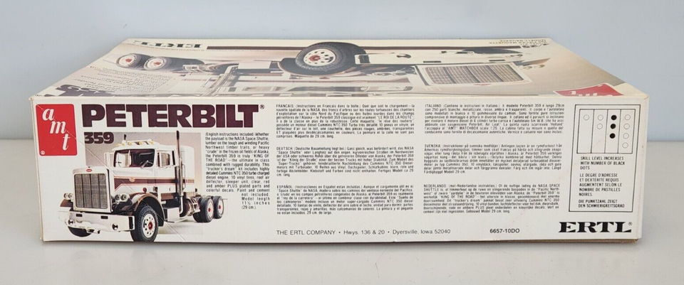 1983 AMT Ertl Peterbilt 359 1/25 Scale Semi Truck Plastic Model Kit ...