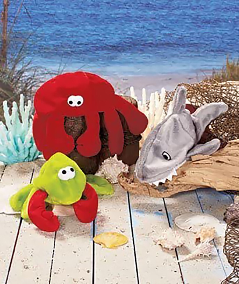 NEW Set of 3 Sea Life Stuffing Free Dog Puppy Squeaky Toys Lobster Crab ...