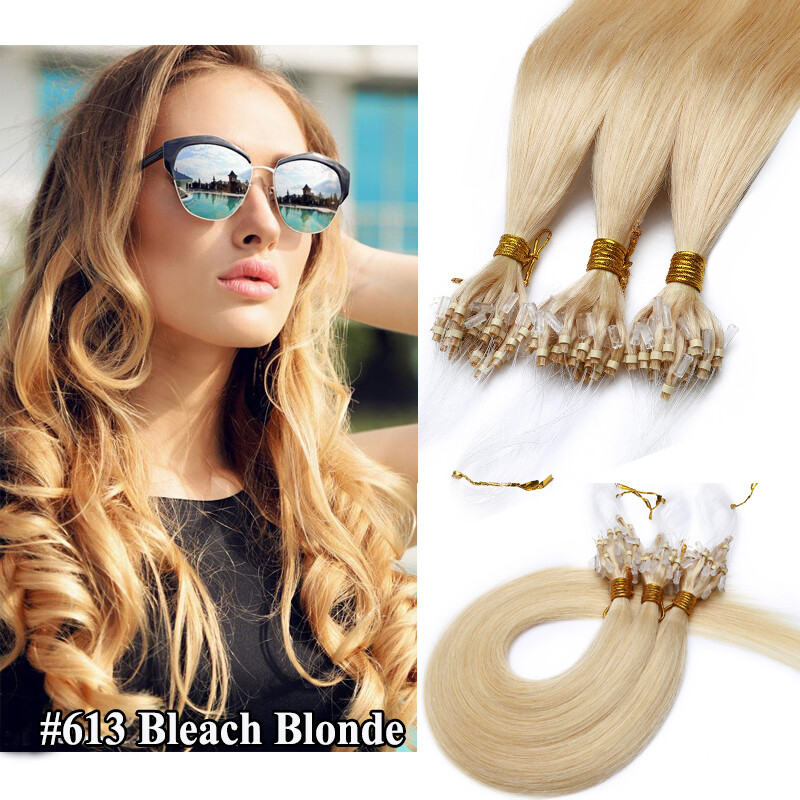 100-300S Thick Micro Loop Ring Remy Human Hair Extensions Nano Beads ...