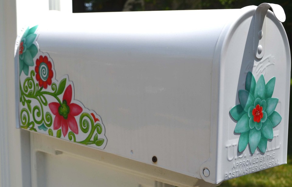 Mailbox Magnet Partial Cover Floral Corner Magnetic Address for White ...