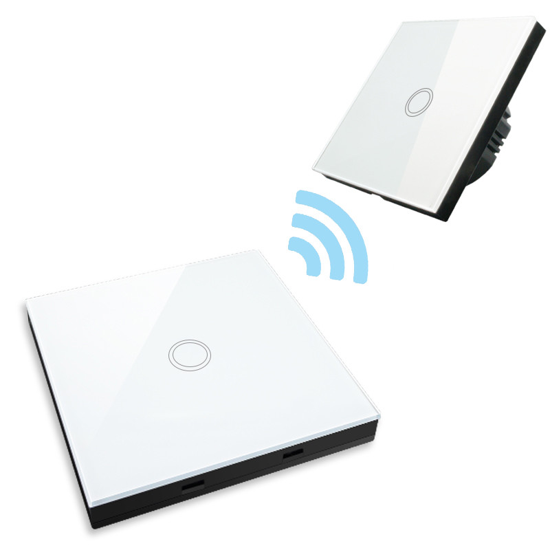 433Mhz 1/2/3 Gang Glass Panel LED Wall Light Touch Switch EU/UK Plug+RF ...