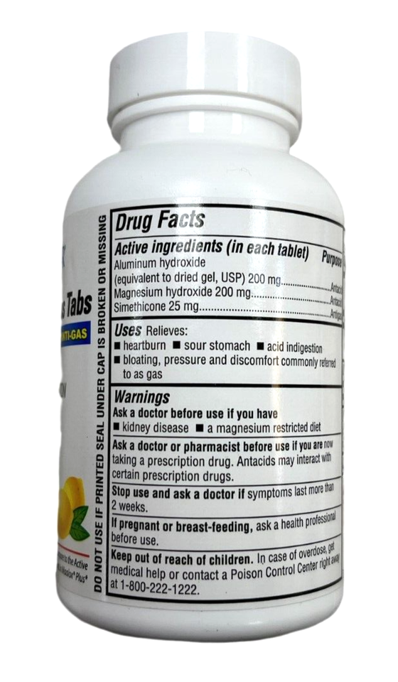 Mintox + Antacid / Anti-Gas LEMON MINT CHEWS 100ct ( 2 pack ...