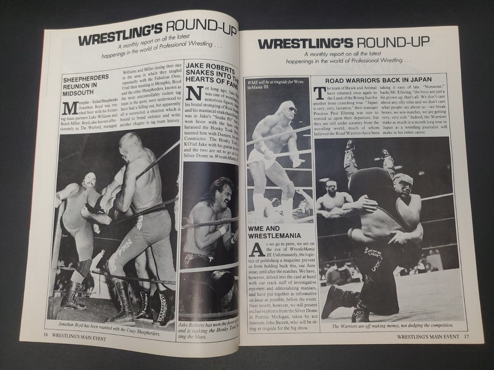 Wrestling's Main Event Magazine June 1987 HULK HOGAN ANDRE THE GIANT ...