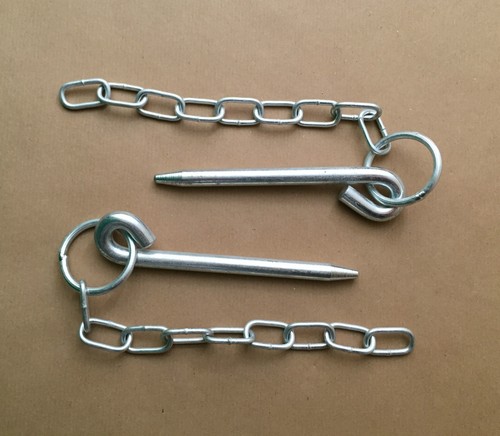 2 X Round Cotter Pin & Chain 140 X 9.5mm Horseboxes Trailers Tail Gate ...