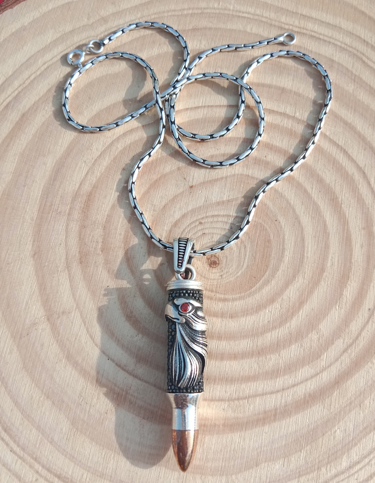 High Quality 925 Sterling Silver Eagle Bullet Mens Pendant Chain ...
