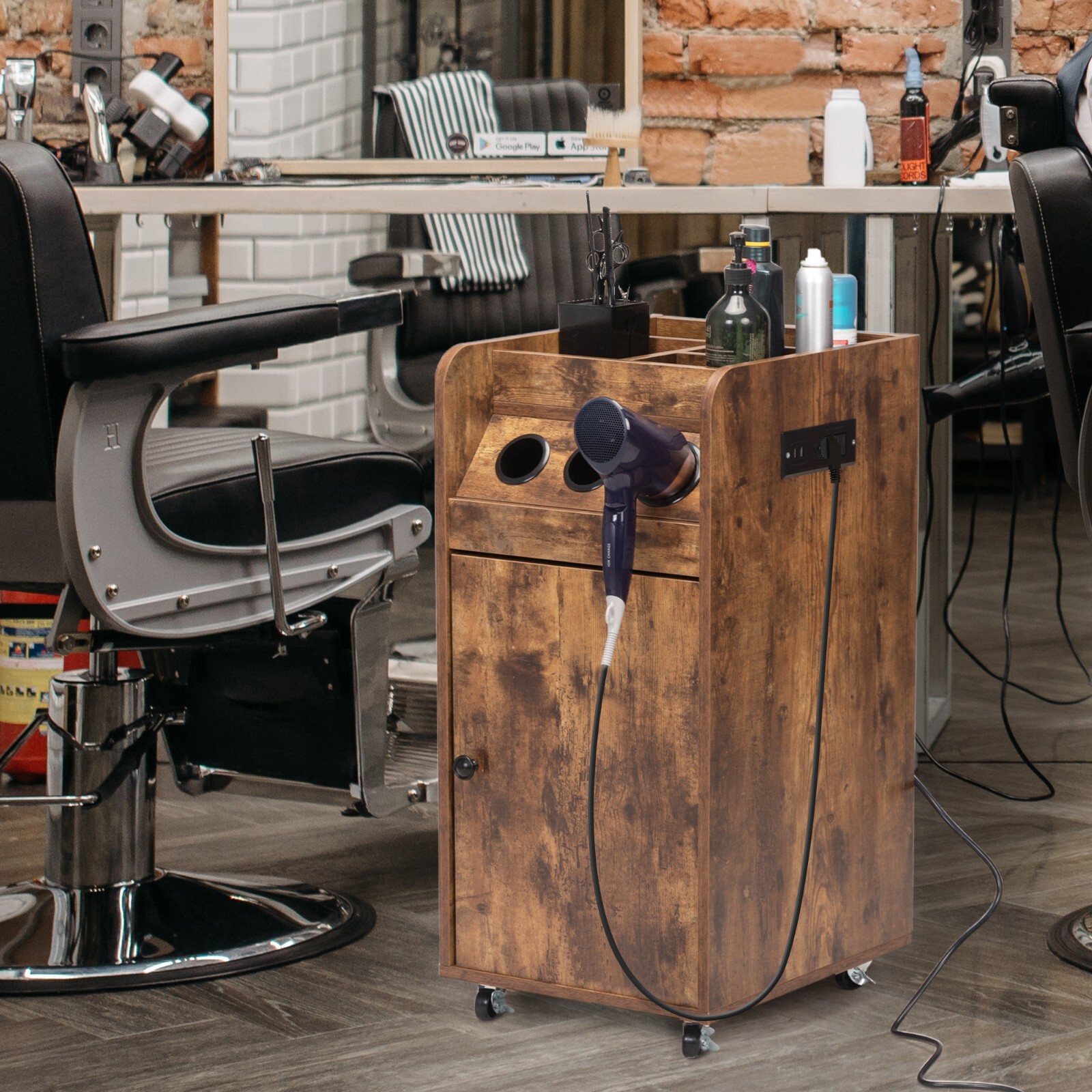 Hair Salon Trolley Wood Rolling Cart Salon Beauty Station Stylist ...