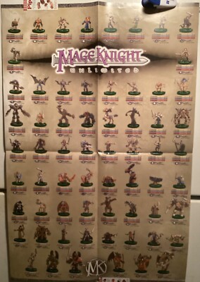 Mage Knight Unlimited Figure List promotional Poster NOS 2002 Wizkids ...