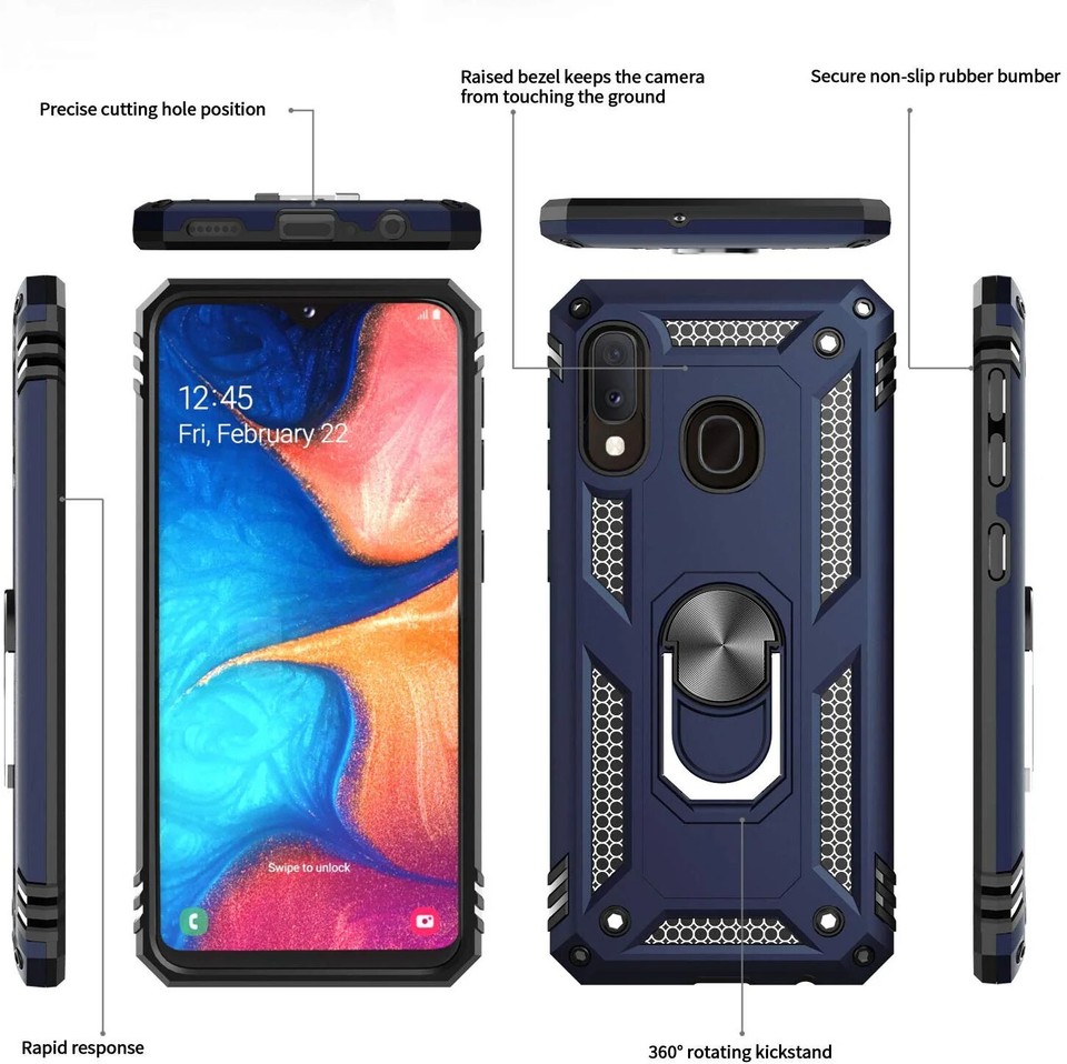 For Samsung Galaxy A20 A50 Case, Magnetic Metal Ring Stand Cover ...