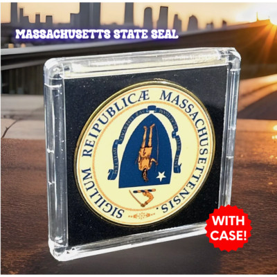 MASSACHUSETTS MA State Seal Colorized Collectible Challenge Coin WITH ...