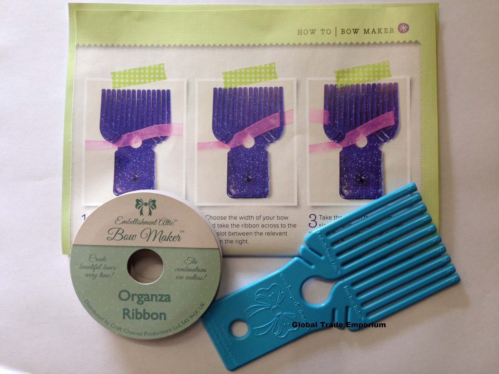 NEW Embellishment Attic MINI BOW MAKER + RIBBON As seen on TV From ...