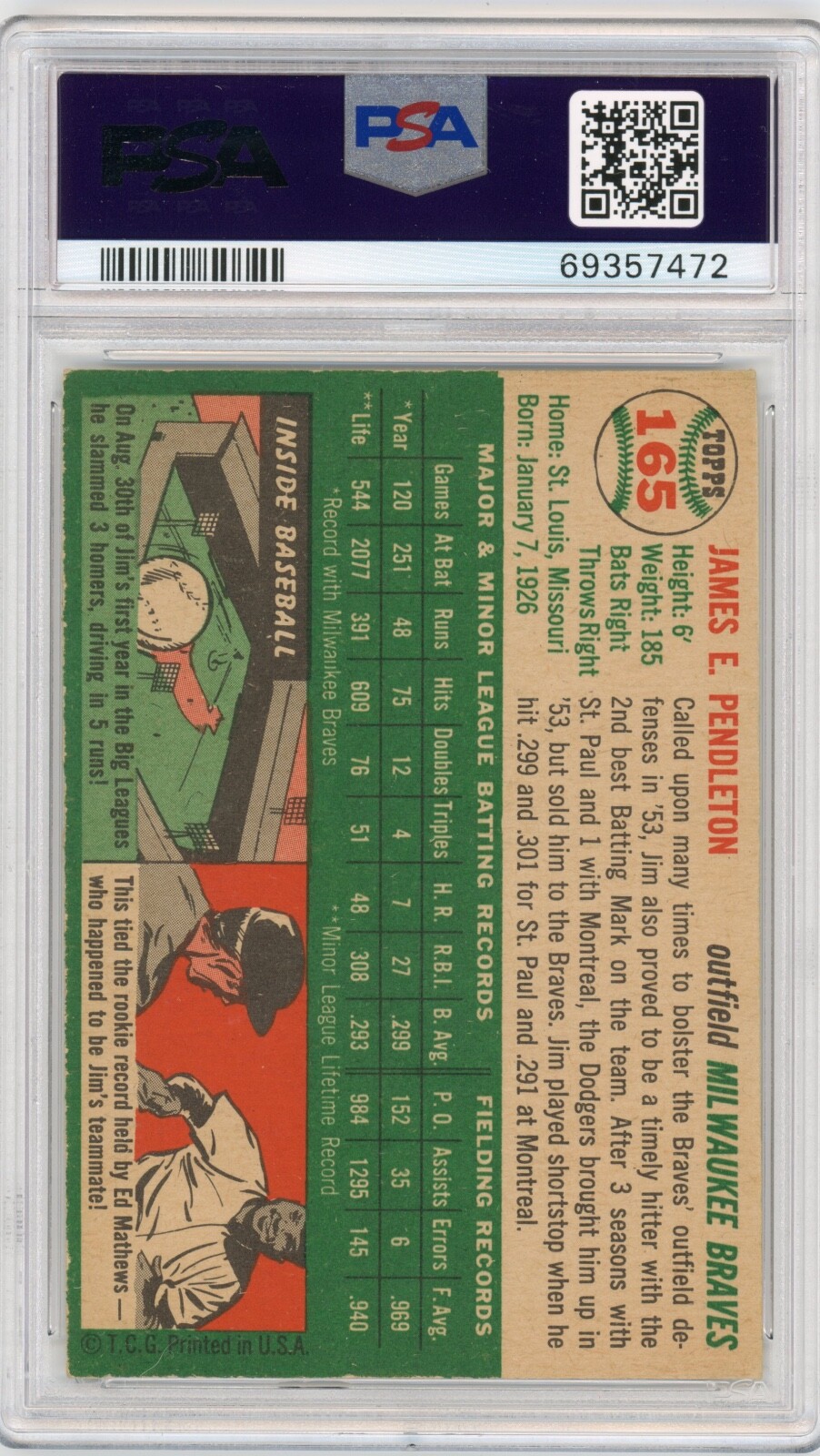 1954 Topps - #165 Jim Pendleton for sale online | eBay