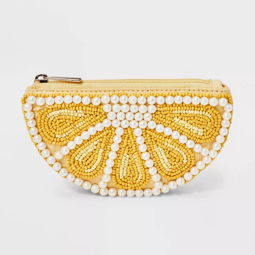 Fruit Slice Coin Pouch Bag - A New Day Lemon Yellow: Cotton ...