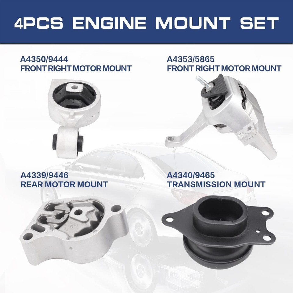 4PCS Engine Motor & Trans Mount Auto Set For 2007-2017 Nissan Altima 2 ...