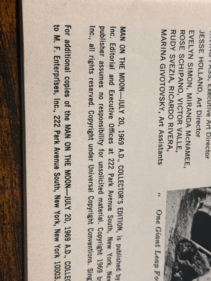 Vintage 1969 Man on The Moon Collector`s Edition Original magazine NASA ...