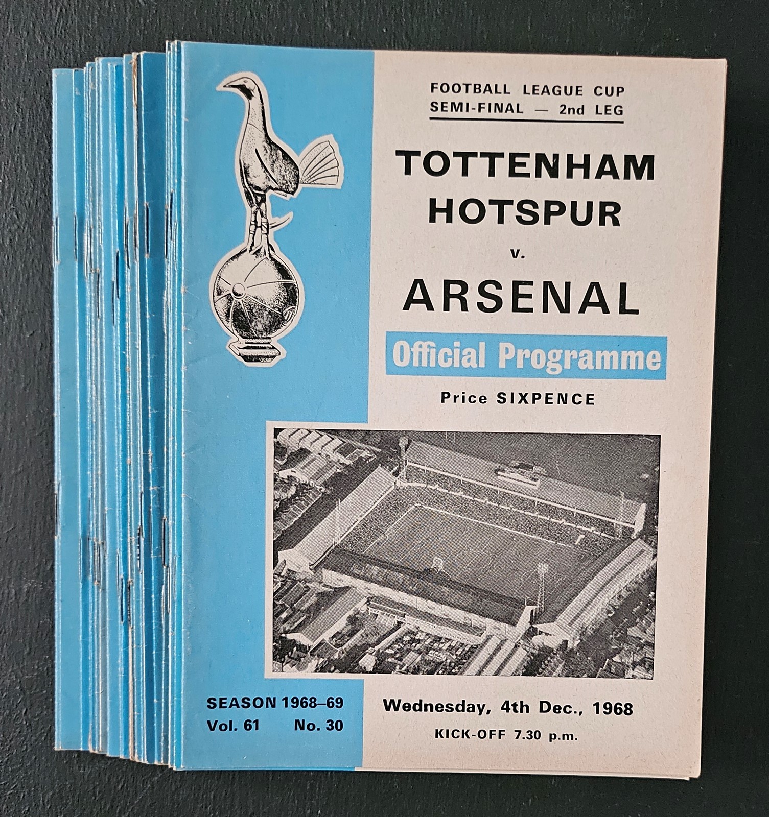 TOTTENHAM HOTSPUR 1968/1969 Season - Complete set of home football ...