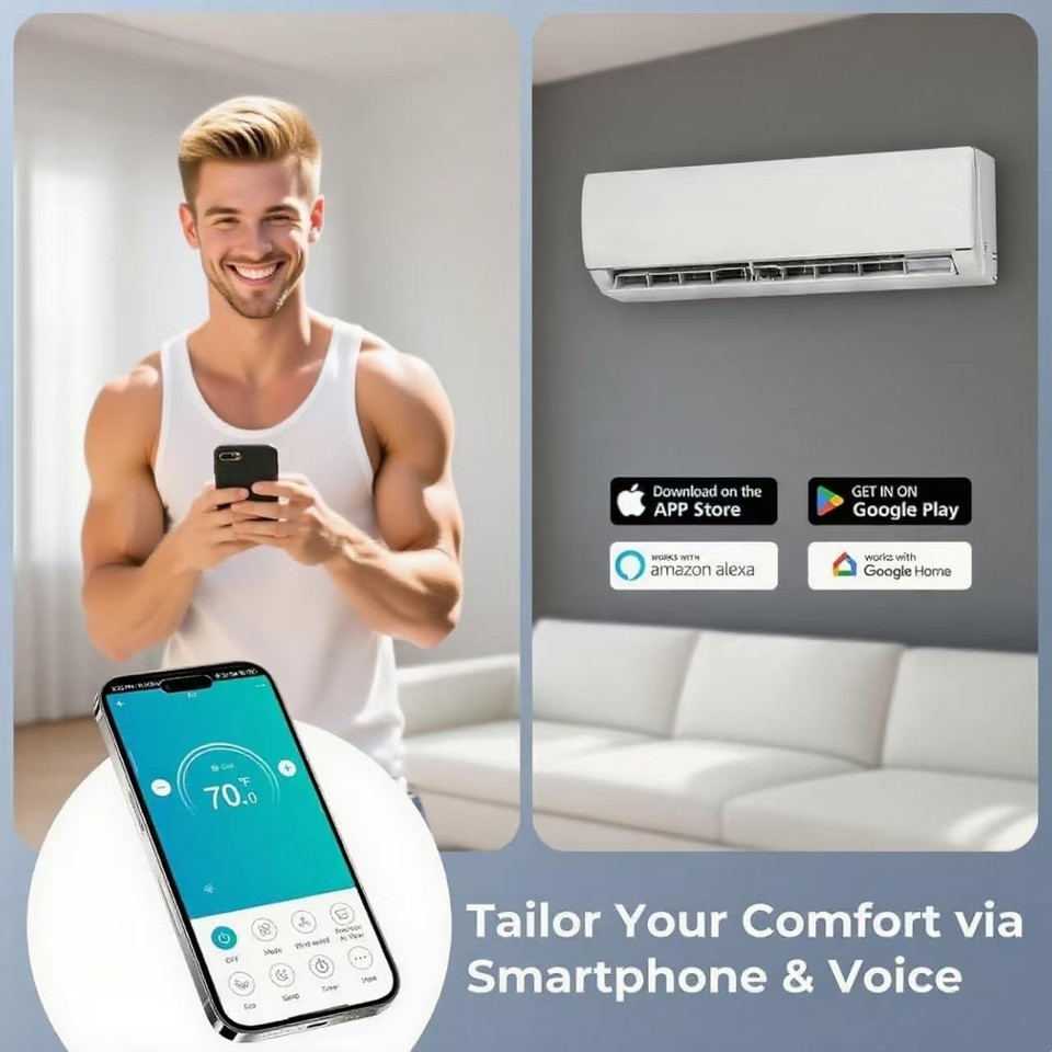 23000 BTU Mini Split Air Conditioner 17 SEER2 Ductless AC Unit & Heat ...
