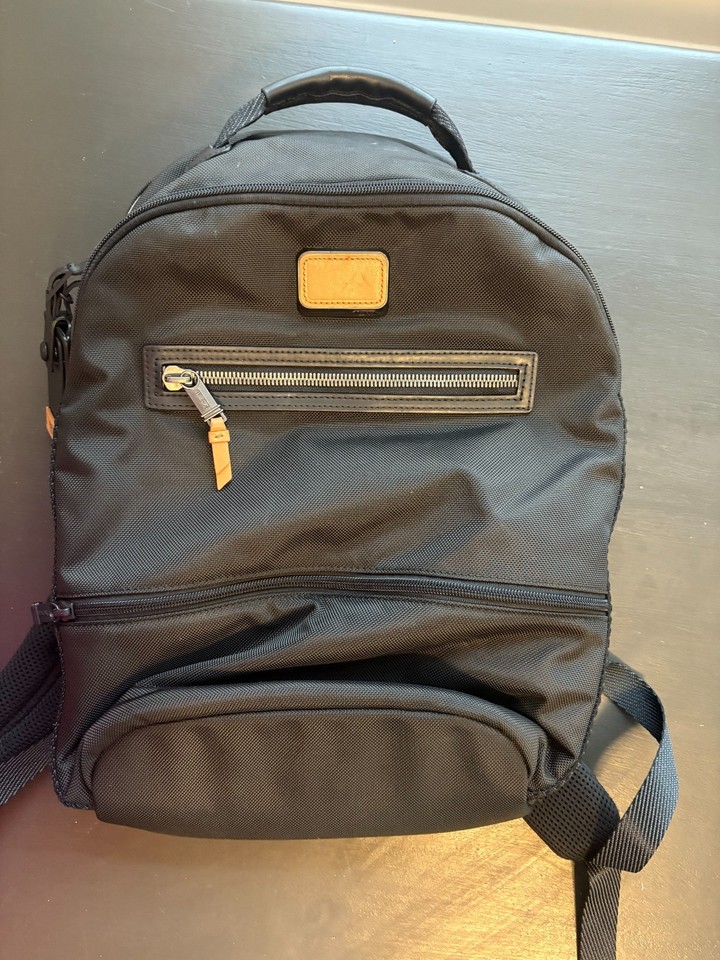 Tumi Alpha Bravo Essential Backpack - Black w/ Brown Accents; Excellent ...