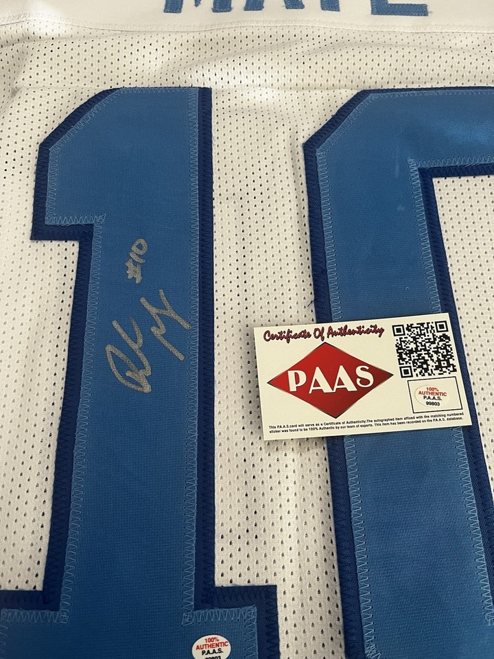 Drake Maye Signed Autograph UNC Tar Heels Pro Style Jersey W/COA ...