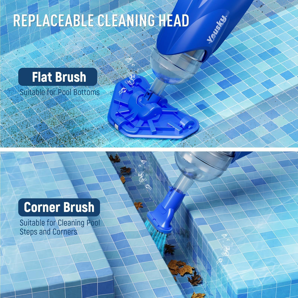 Cordless Pool Vacuum, Hot Tub Vacuum with 18.5GPM Strong Suction Ocean ...