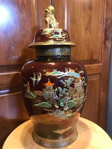 Large Vtg Oriental CARLTON WARE Rouge Royal Eng. 20" Ginger jar Foo Dog ...