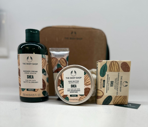 5pc New The Body Shop Lather & Slather Shea Gift Case Set Special ...