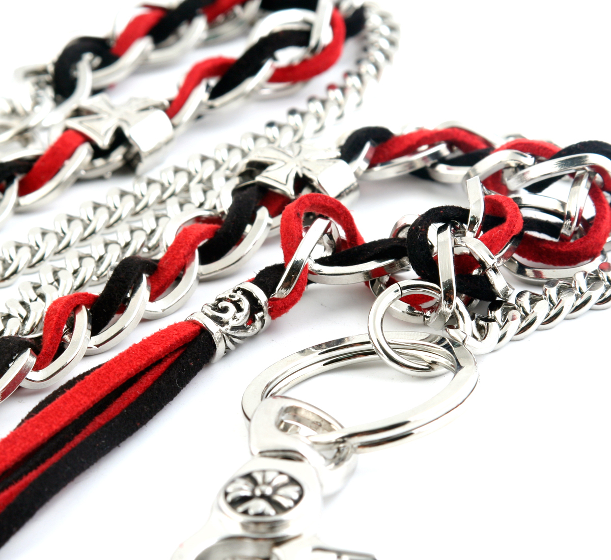 2 Row Link Black Red Suede EMO Biker Keychain Key Jean Wallet Chain (24 ...