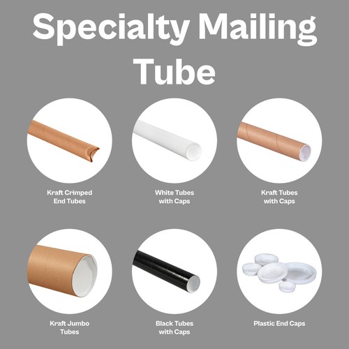 1-6" Kraft/Colored Shipping Mailing Tubes/Plastic End Caps Qty 10-100 ...