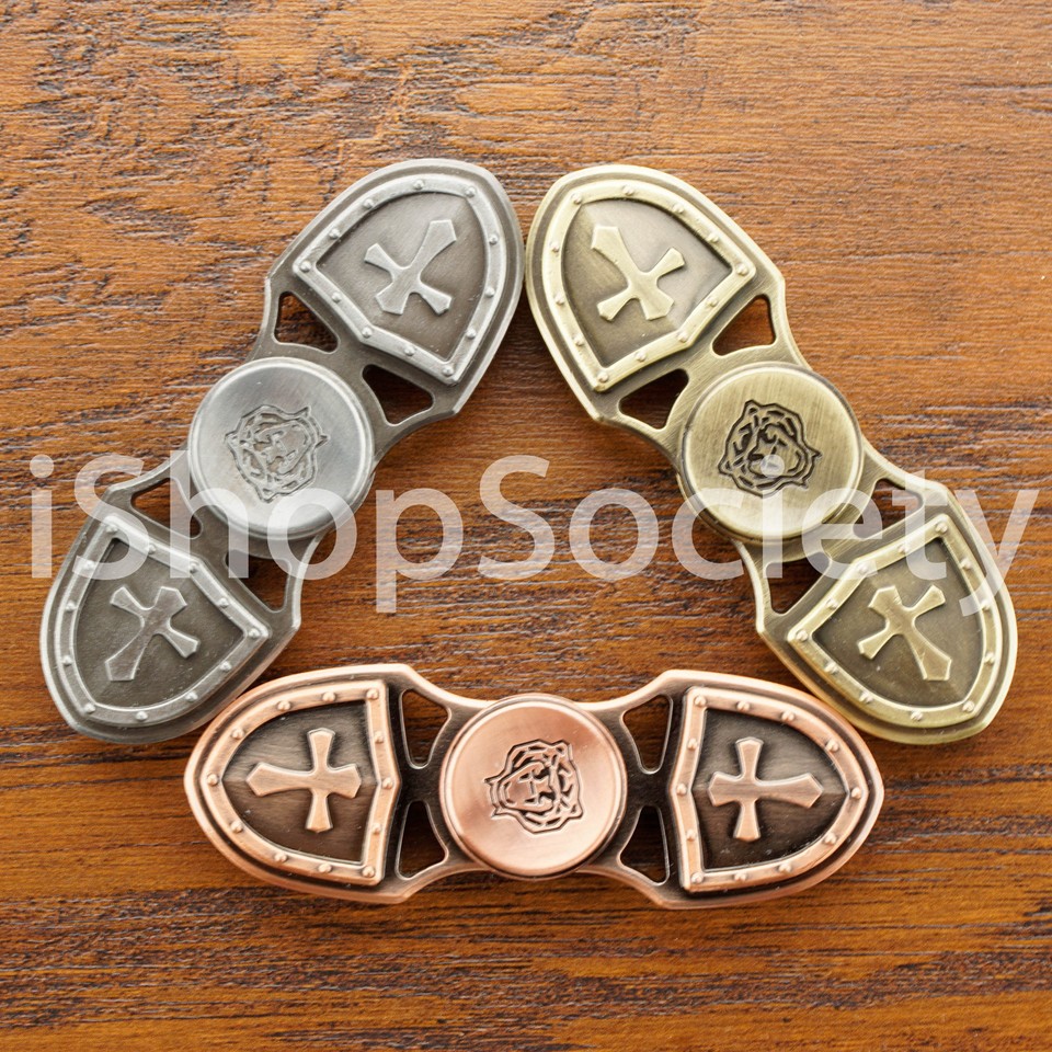 Metal Torqbar Cross Shield Tri Spinner Fidget Spinners Desk Figet Toy ...