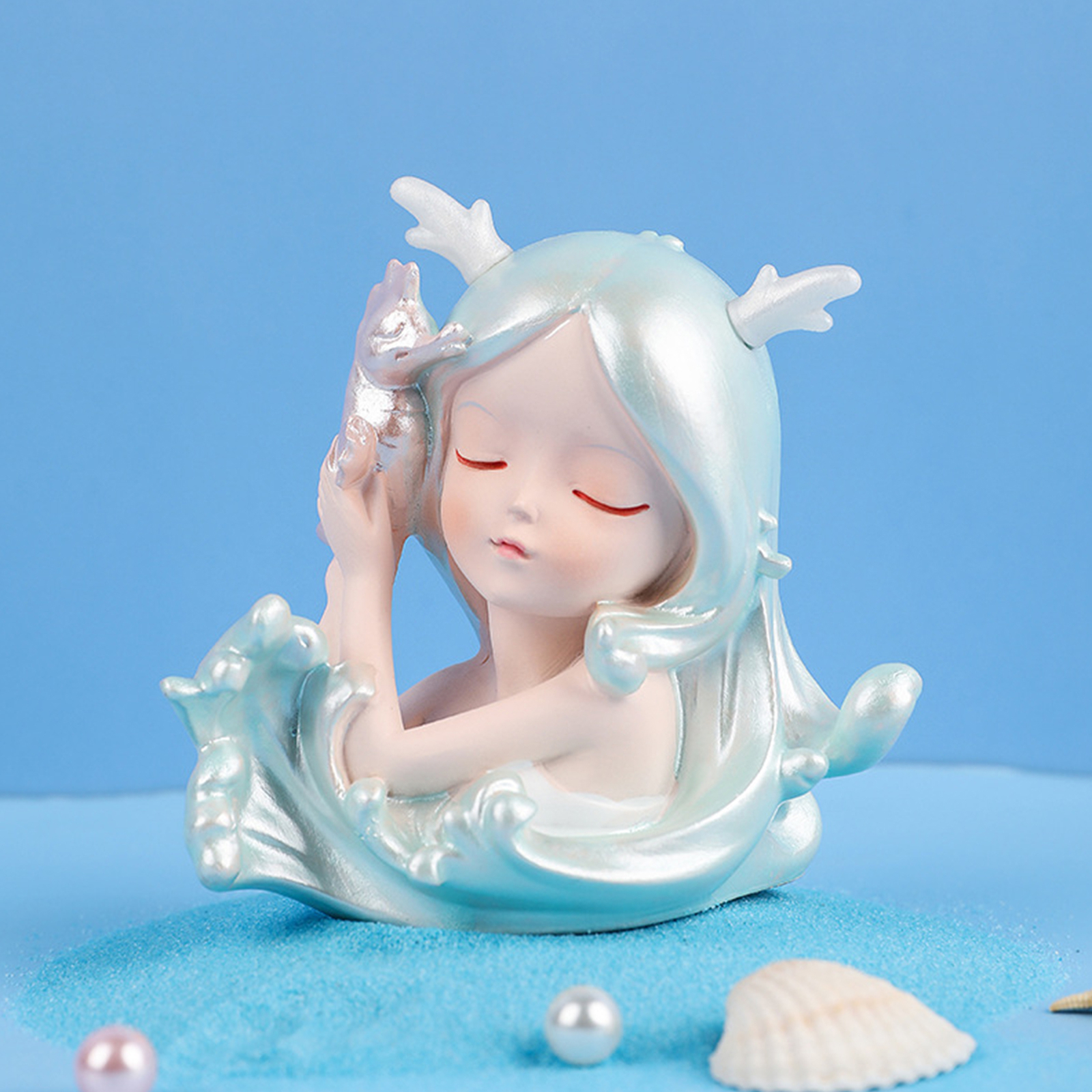 Mermaid Sculpture Creative Vivid Tactile-friendly Mermaid Statue Resin ...