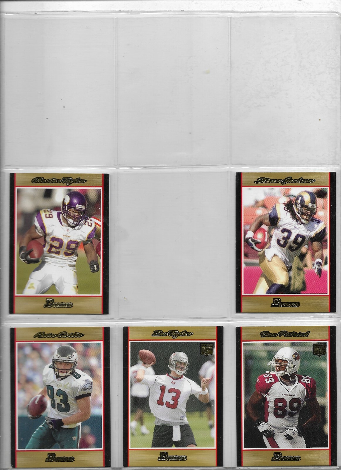 2007 BOWMAN FOOTBALL (95)-CARD (GOLD) INSERT LOT W/B.PATRICK, T.CROWDER ...