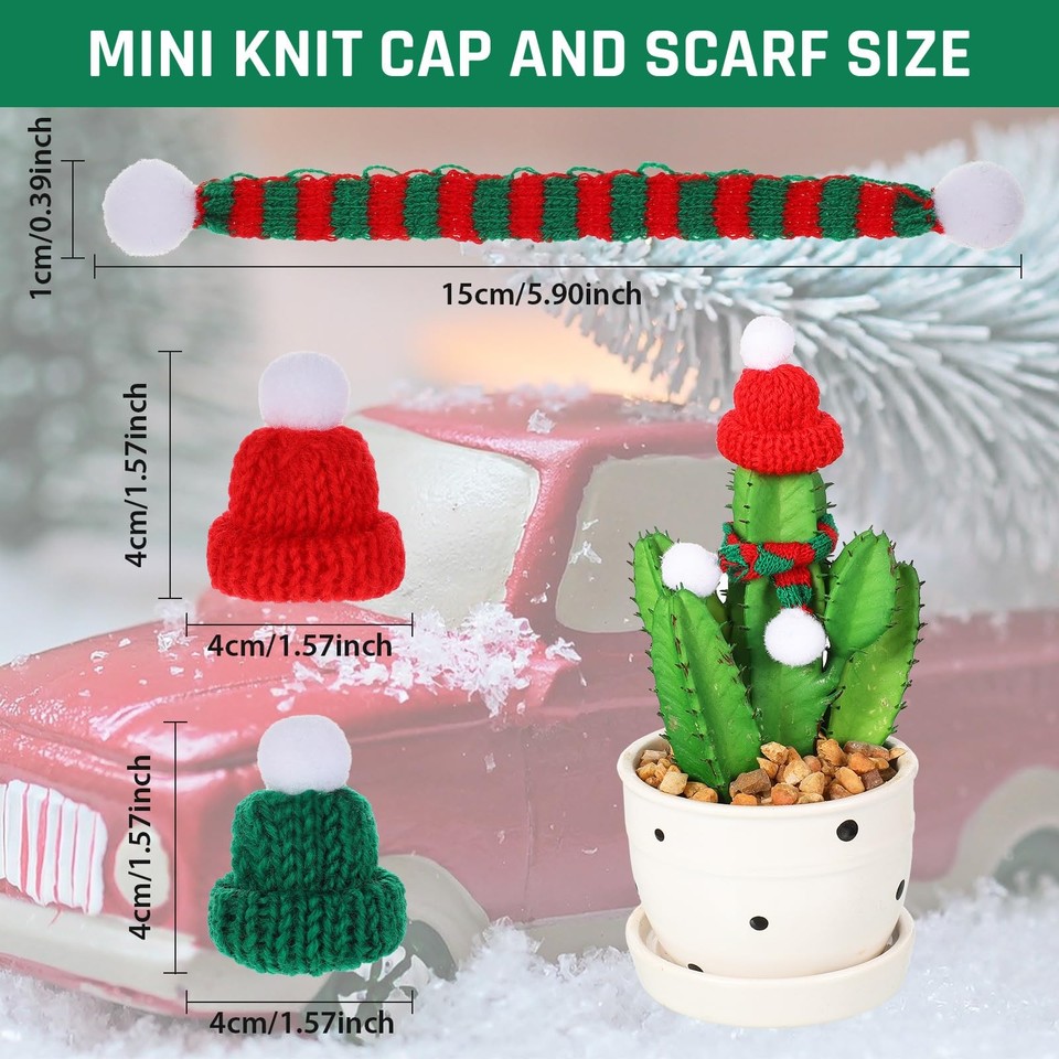 30 Pcs Mini Hat for Craft Knit Small Snowman Hat Tiny Santa Cap ...