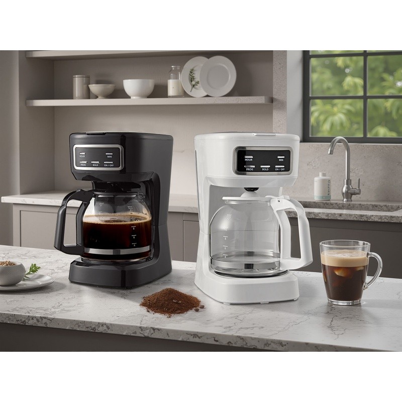12-Cup Programmable Drip Coffee Maker Bold Brew Option LED Display ...