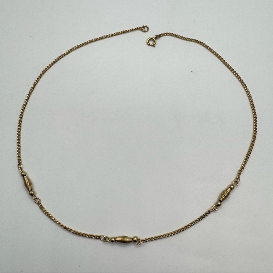 12K Gold Filled Chain Necklace Beaded Station Vintage Style | eBay