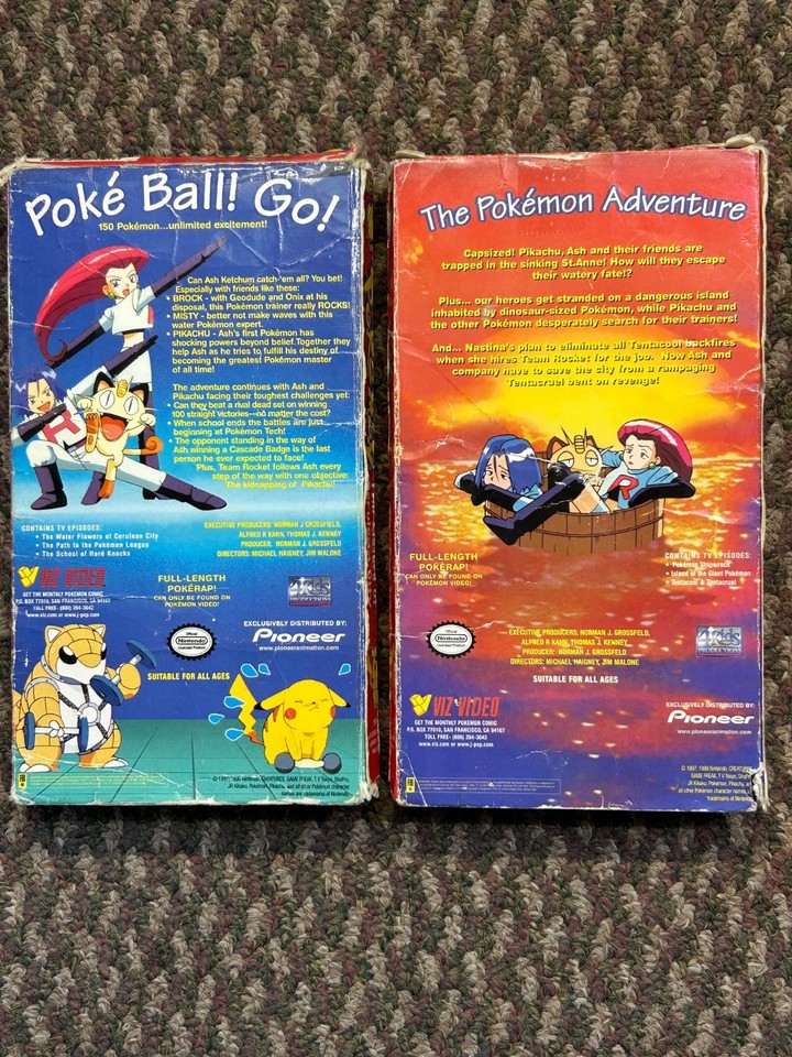 2 Pokémon VHS Tapes Lot, Seaside Pikachu & The Sisters of Cerulean City ...