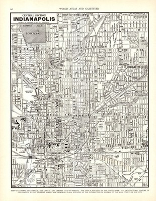 1939 Antique INDIANAPOLIS Street Map of Indianapolis Indiana City Map ...